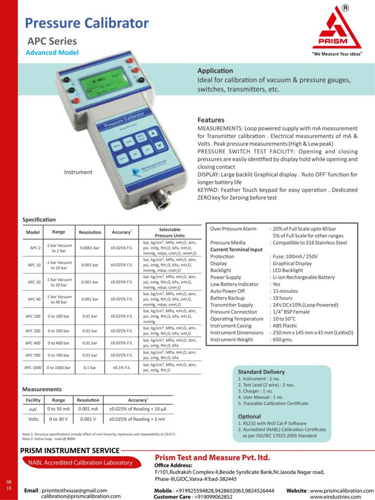 Calibrator - NABL calibration lab in Ahmedabad